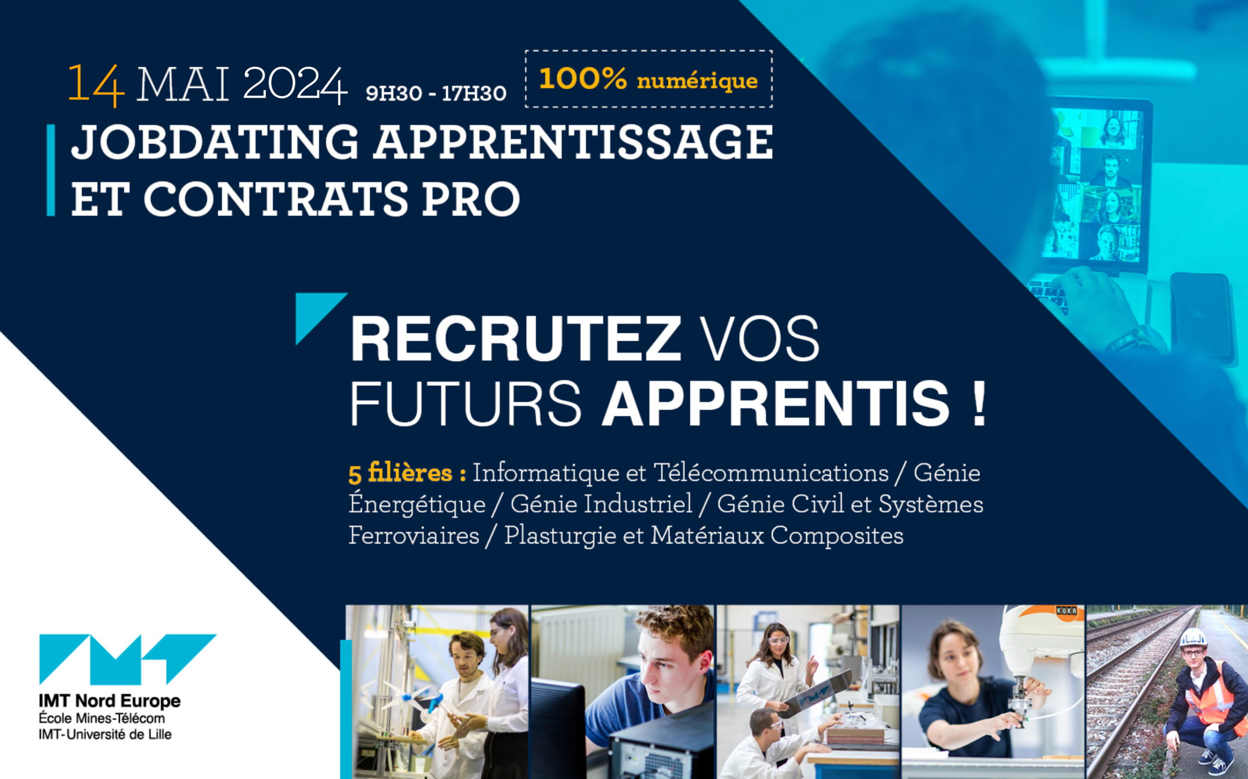 Participez à notre Jobdating apprentissage & contrats pro 100% numérique ! - IMT Nord Europe